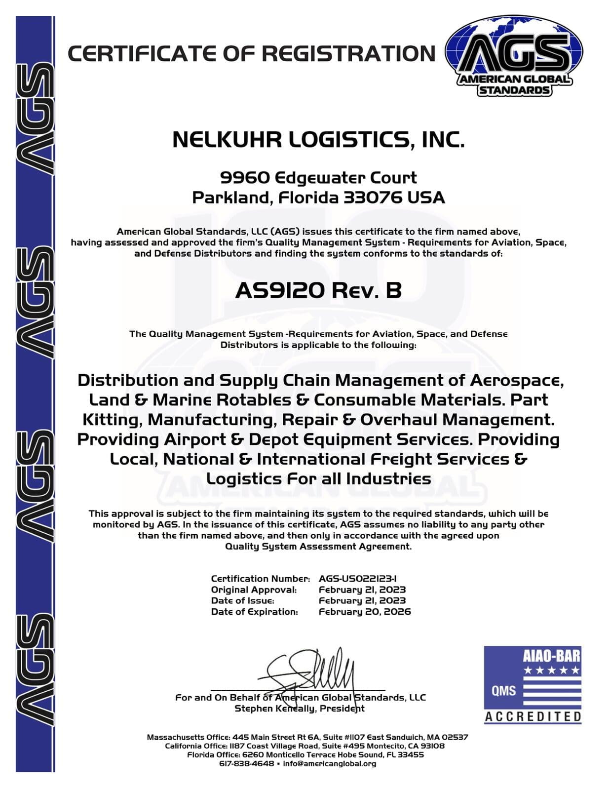 Quality Certification | NELKUHR LOGISTICS